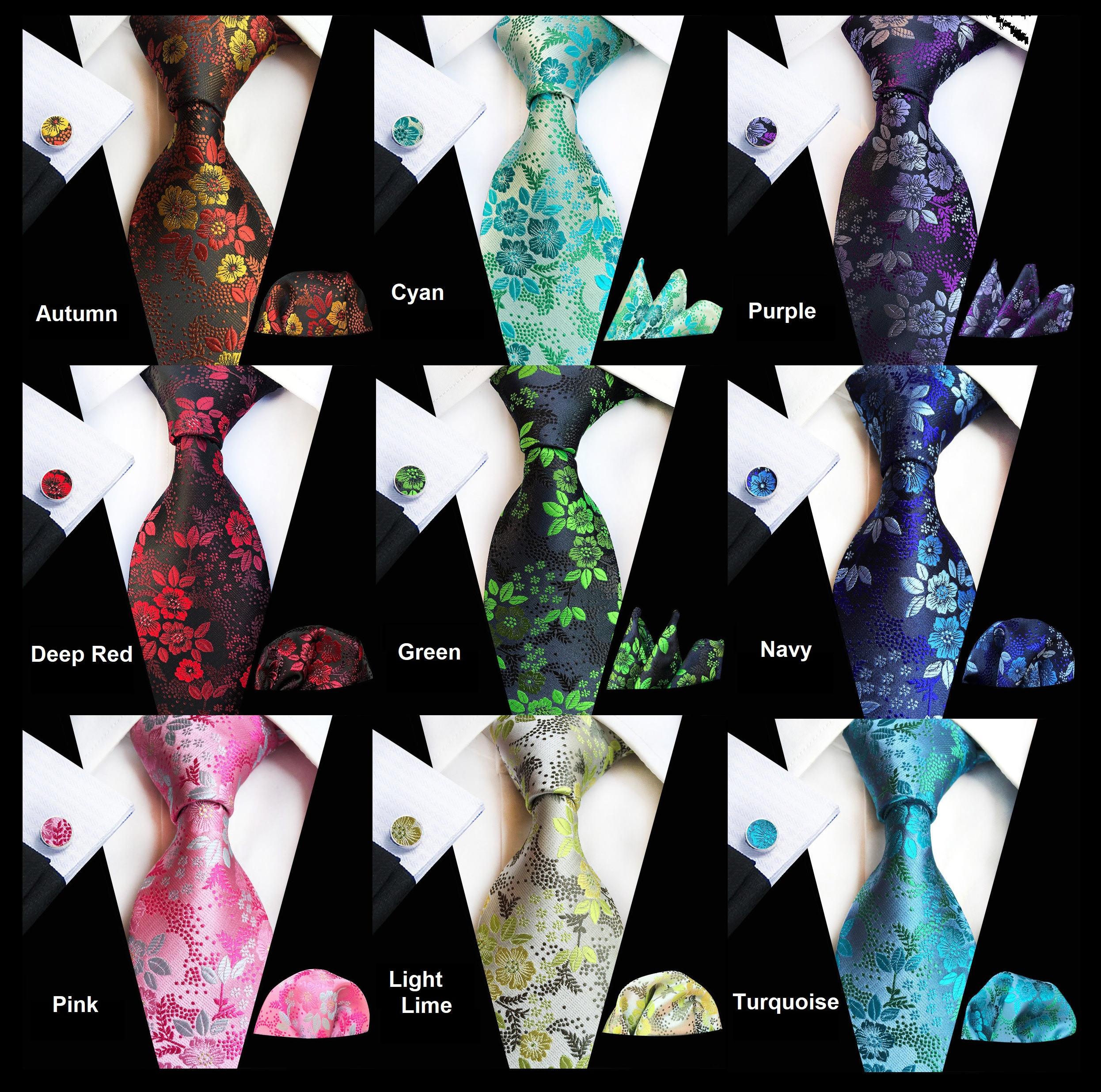 Floral Tie Sets – Stylish Floral Ties, Pocket Squares, and Cufflinks ...